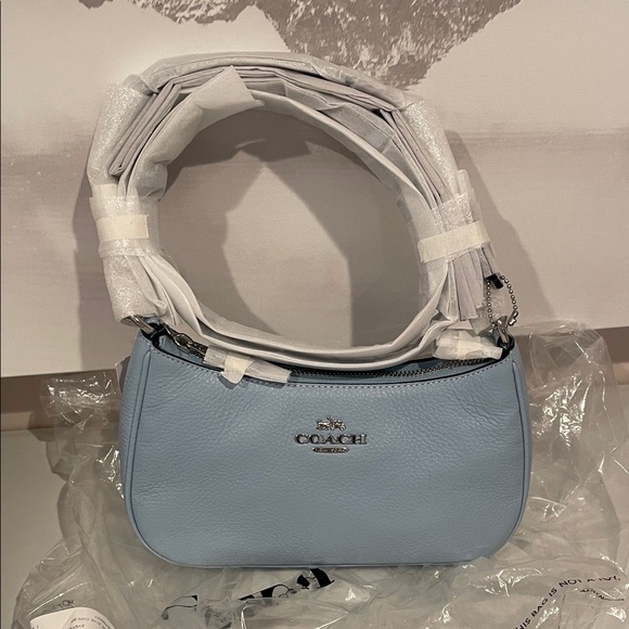 Coach | Bags | Coach Sky Blue Leather Shoulder Bag | Poshmark